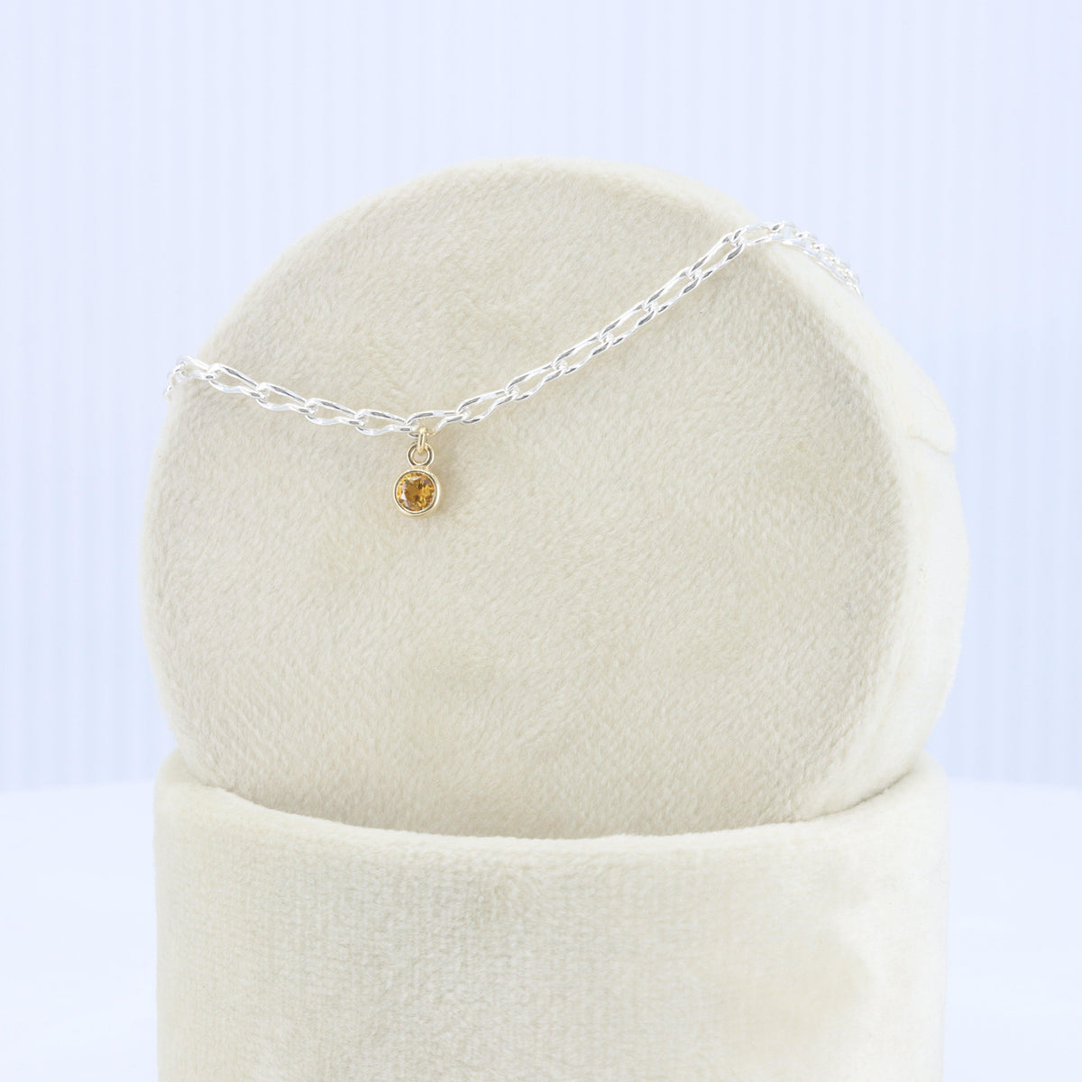 Silver Figure Eight Chain Bracelet w/ Golden Montana Sapphire Charm in ...